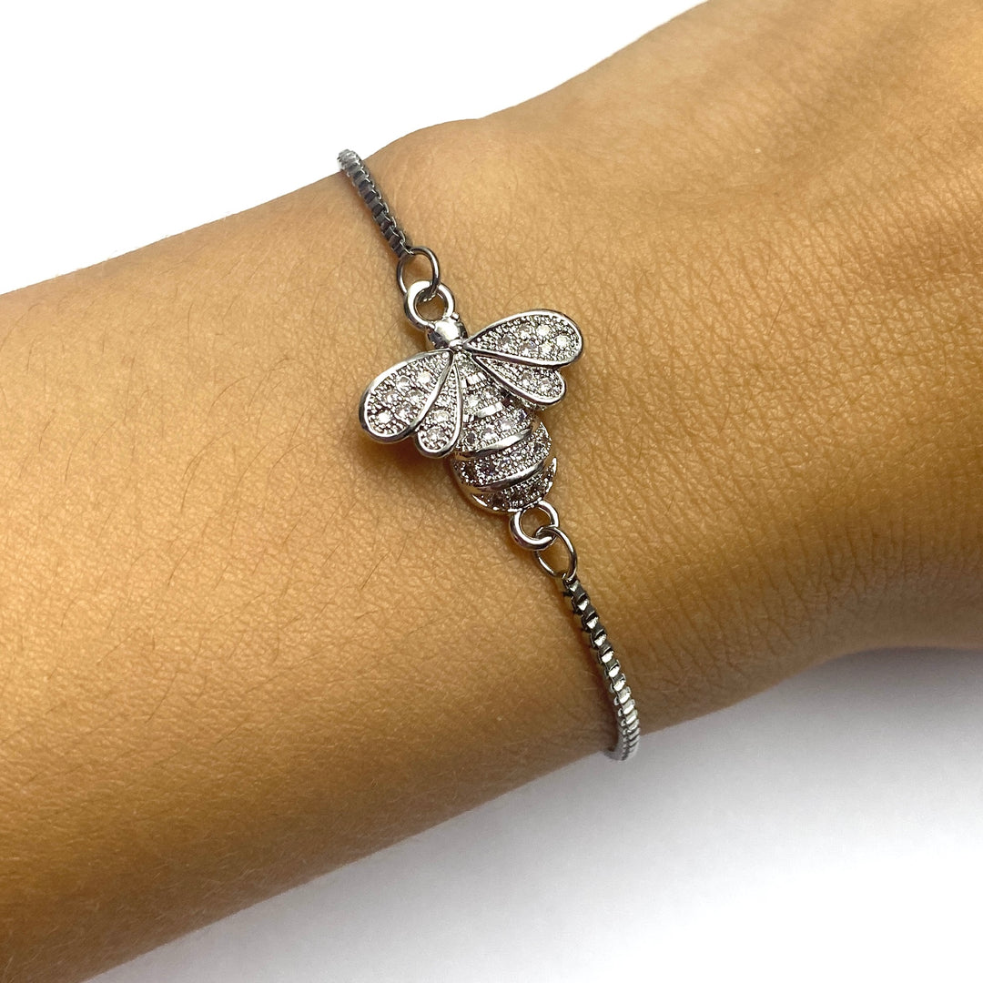 Pulsera Acero 🐝 Abeja Plateada – Nicola Joyeria