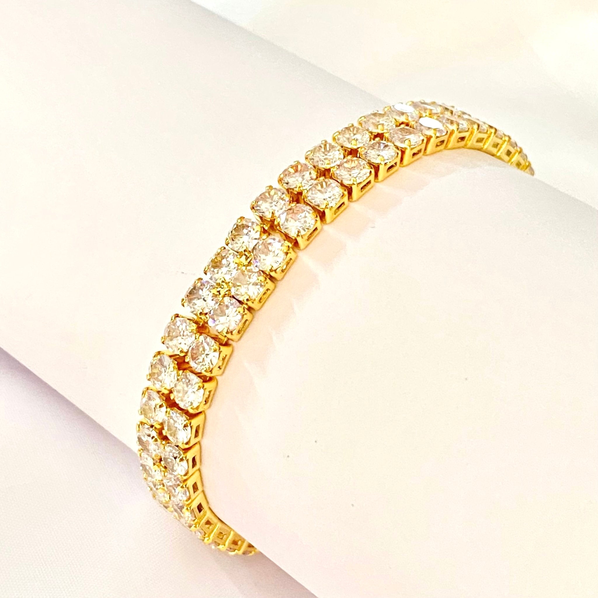 Pulsera Acero 💎💎 Tennis Doble Dorada | Nicola Joyería – Nicola Joyeria